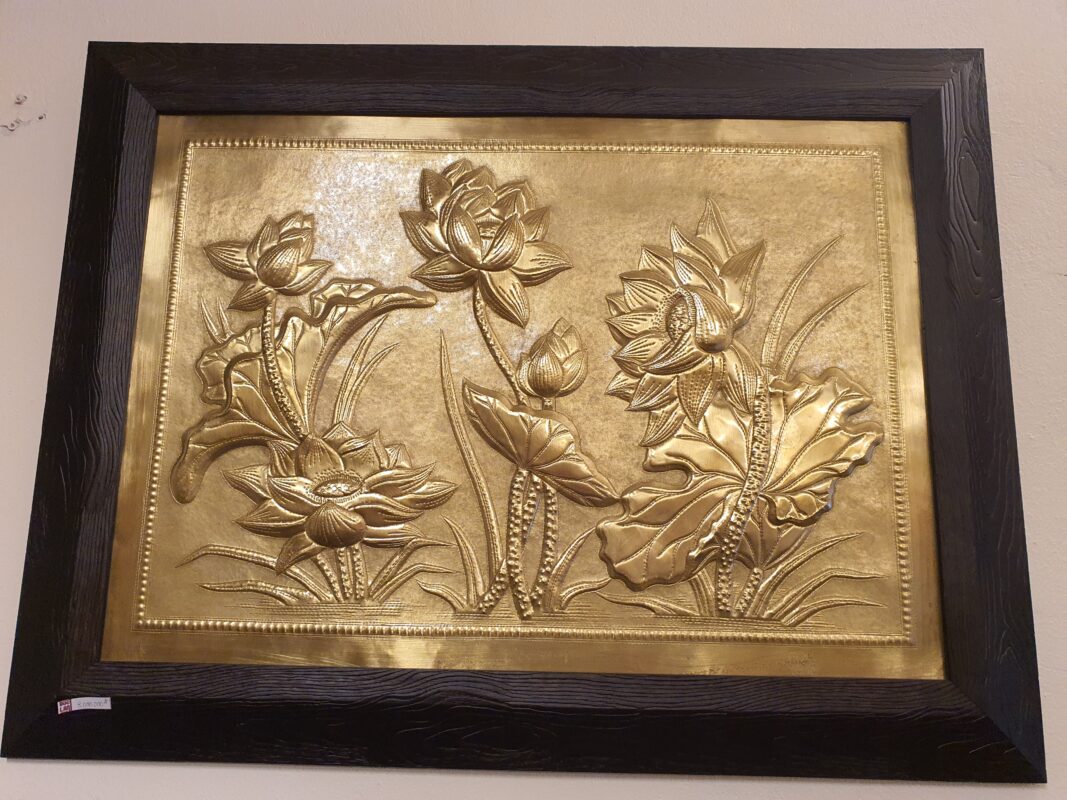 Solid Brass Hand Embossed Lotus Painting - Tonkin Craft | Handicraft ...