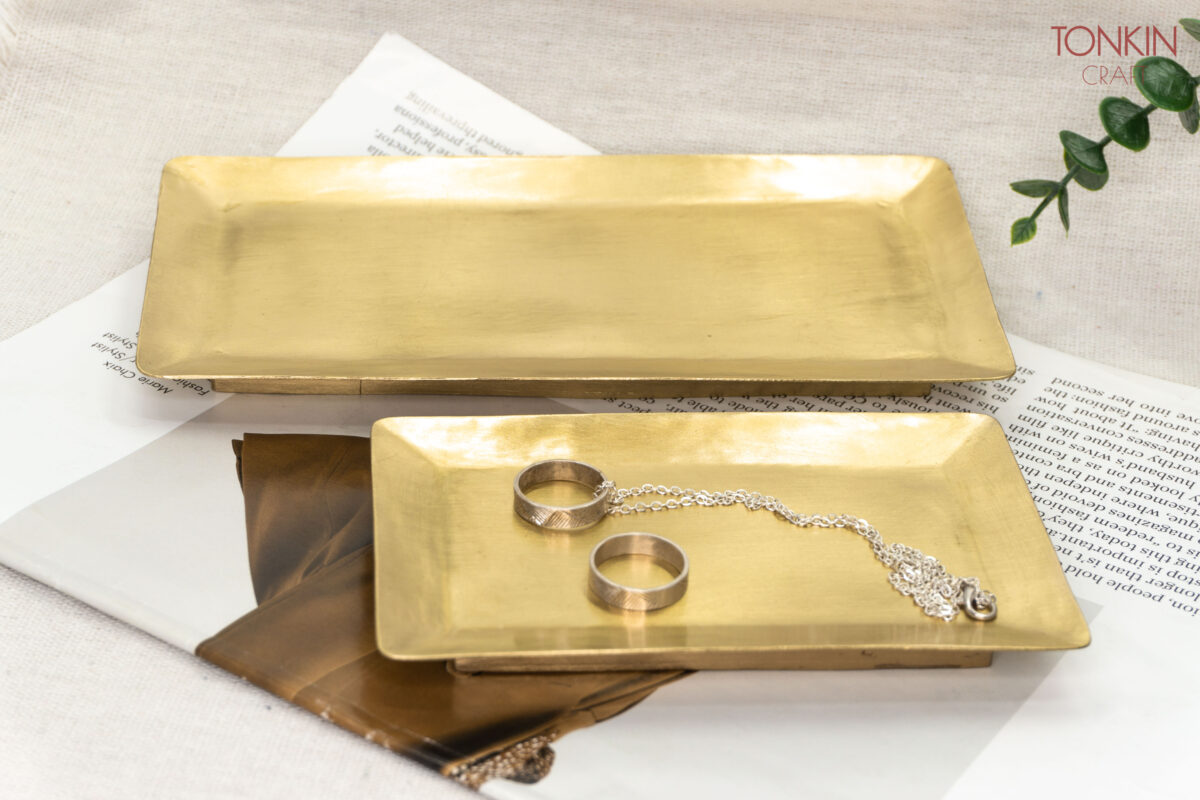 Rustic Brass Rectangular Tray - Tonkin Craft | Handicraft Brass Décor ...