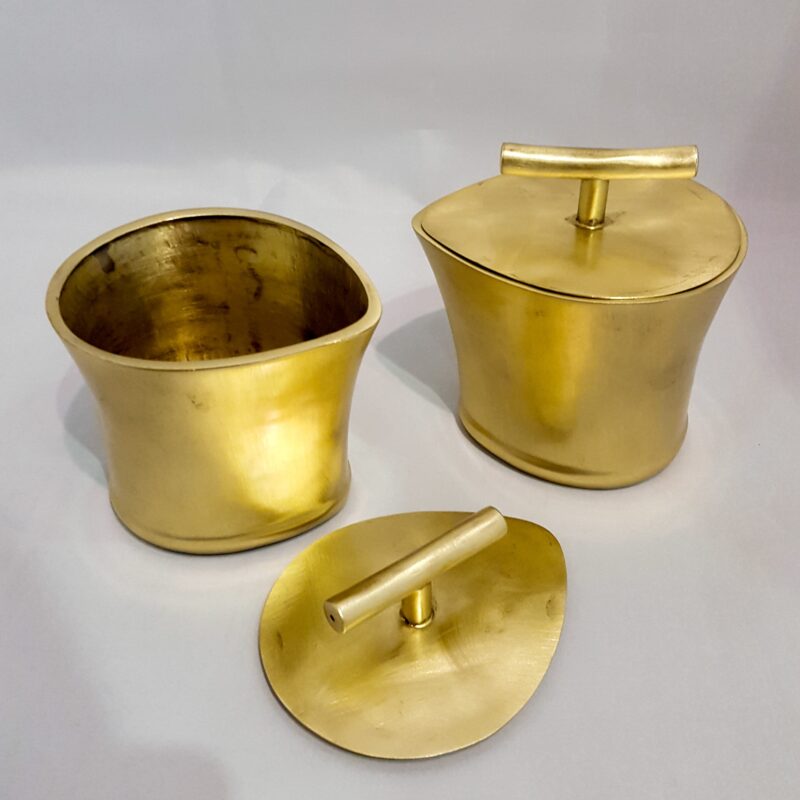Pure Brass Jar With Lid For Keepsake, Tea, Coffee, Nuts - Tonkin Craft ...